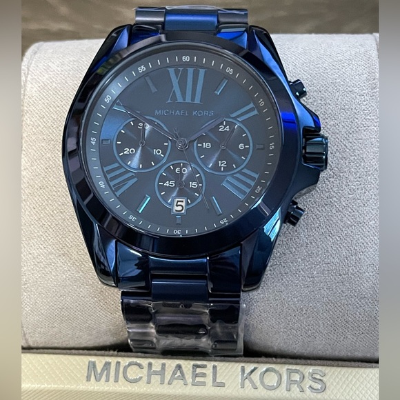 Michael Kors | Accessories | Michael Kors Bradshaw Blue Ion Chronograph ...